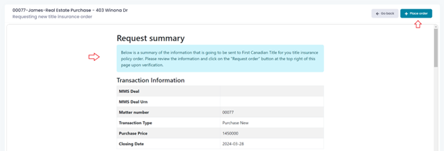 Ordering Title Insurance with FCT on Nojumi